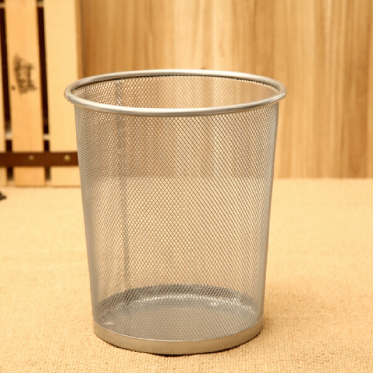 Office Can Metal Mesh Waste Bin Wastebasket Rubbish Paper Net Trash ...
