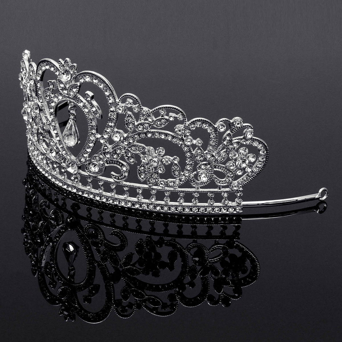 Couronne Cristal Diadème Tiare Bandeau Cheveux Bijoux Mariage Argent ...