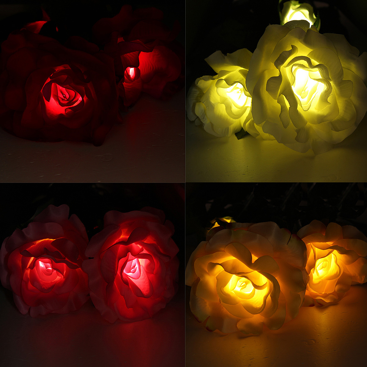 U lampe solaire de jardin 3 LED rose en forme de fleur lumière Rouge ...