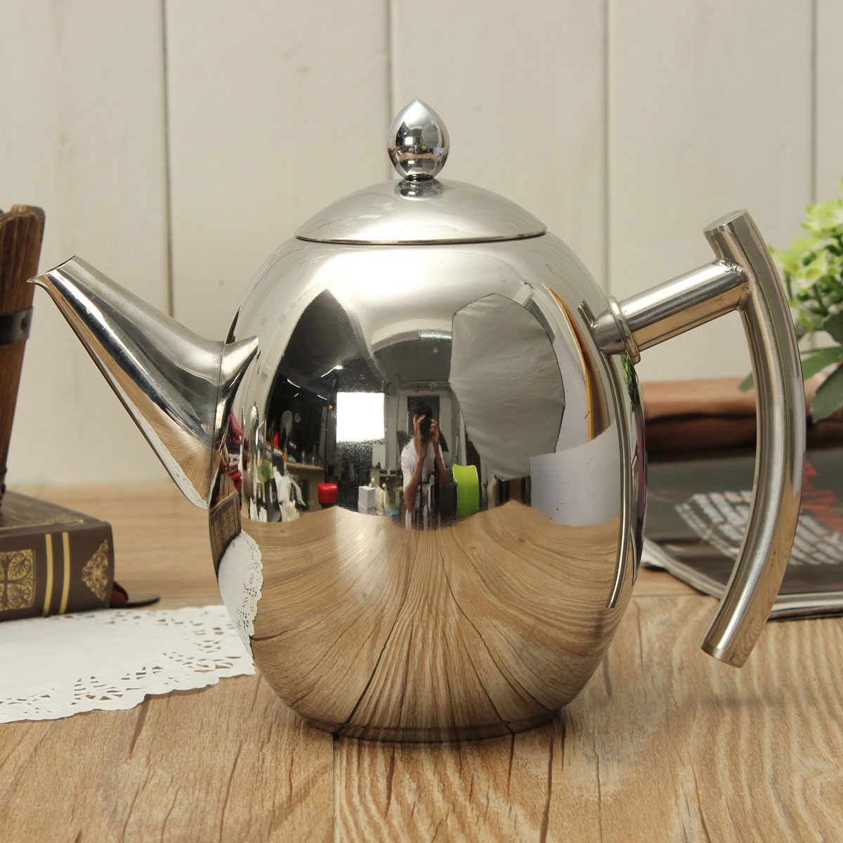 1500ML Stainless Steel Teapot Tea Pot Coffee With Tea Leaf Filter ...