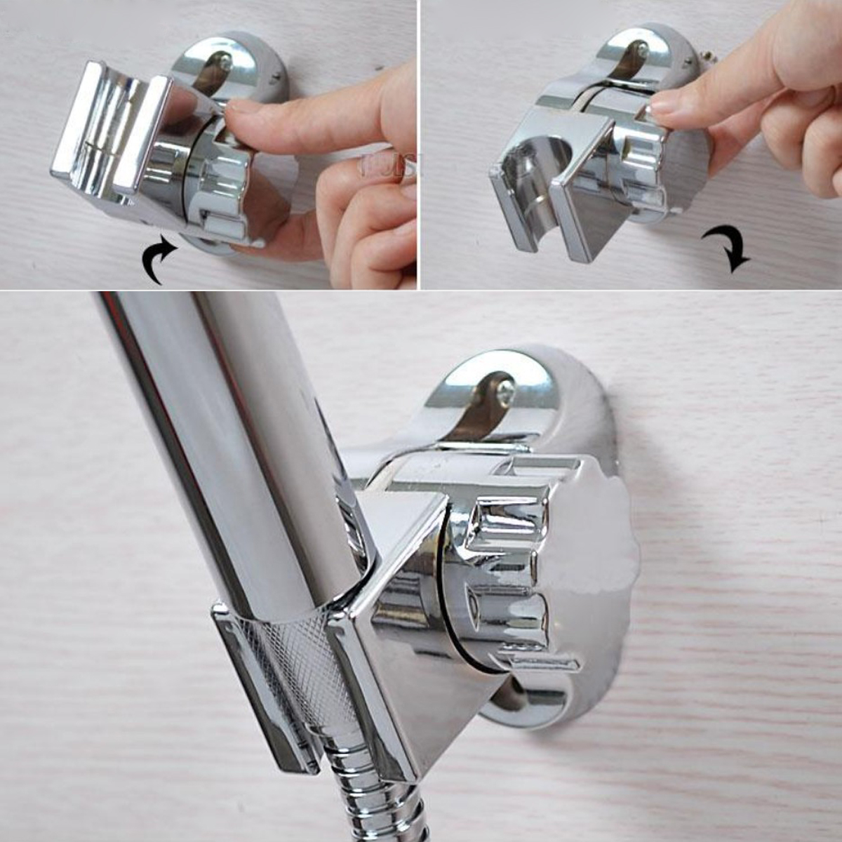 Support Pomme de Douche A Main Réglable - TEMPSA - Inox texturé ...