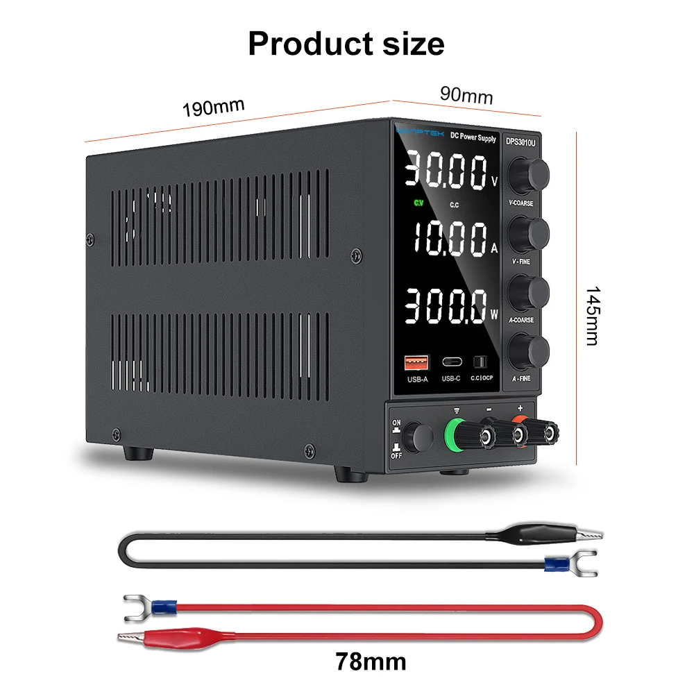 WANPTEK DPS3010U Solid-state Adjustable Regulated DC Power Supply, 30V 10A, Encoder Adjustment ...