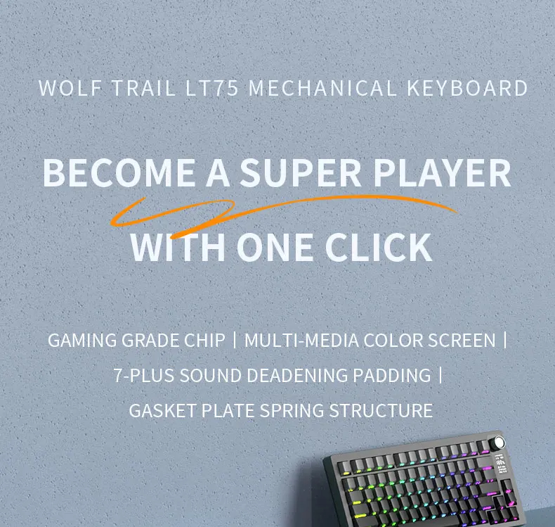 LANGTU LT75 Mechanical Gaming Keyboard with Color Display Screen 3-Mode ...