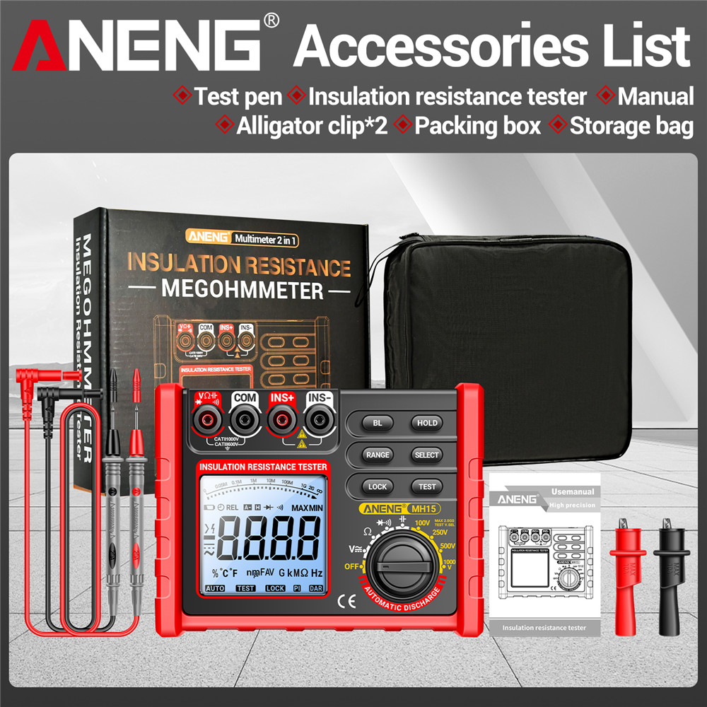 ANENG MH15 Insulation Resistance Tester Digital Megohmmeter AC/DC ...