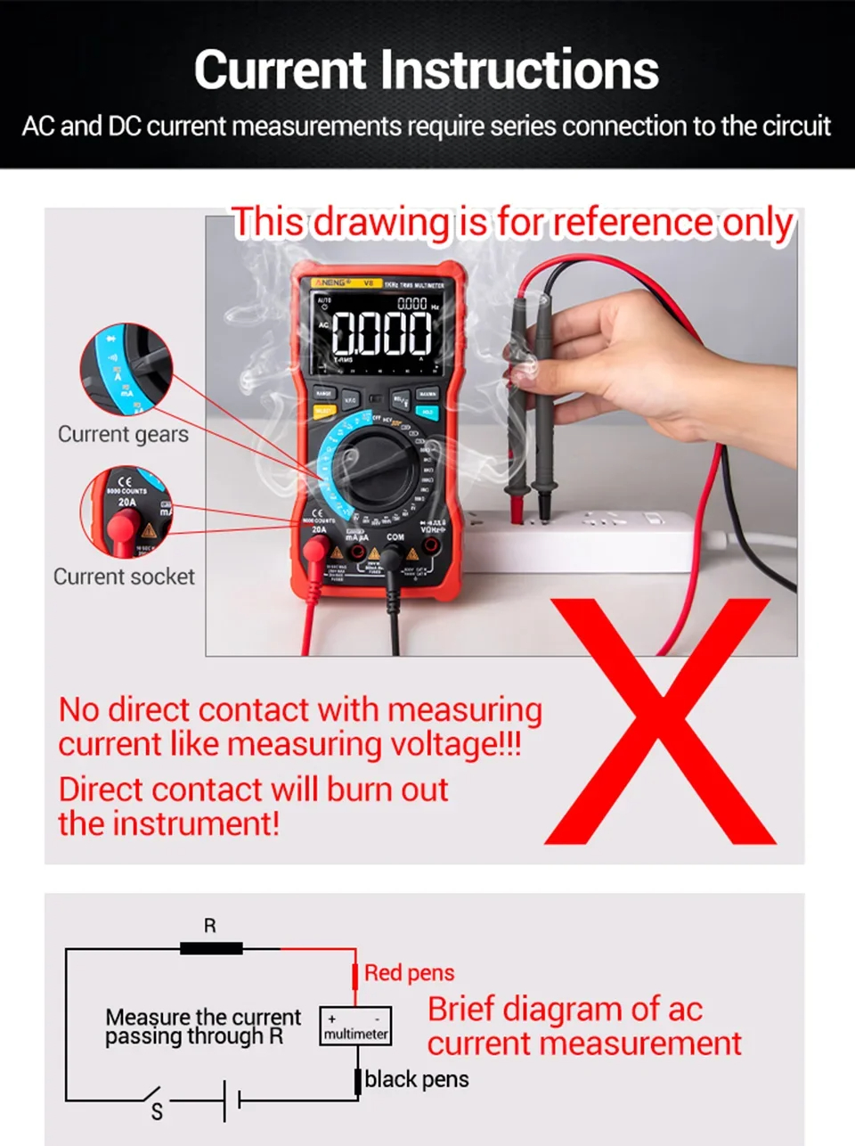 ANENG 612 Digital Multimeter High Precision AC/DC Voltage Current ...