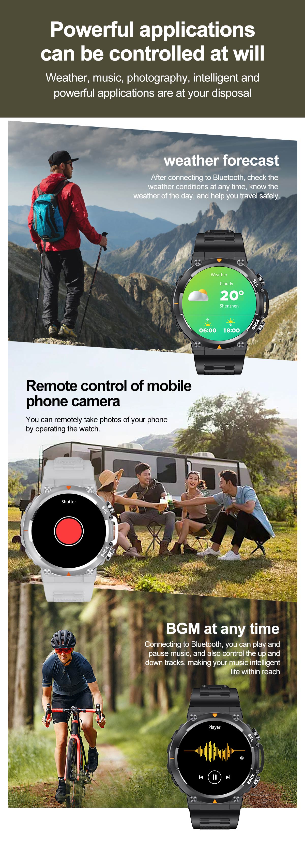 SENBONO MAX18 1.43 inch AMOLED Screen Innovative Gesture GPT AI Assistant bluetooth Call Heart ...