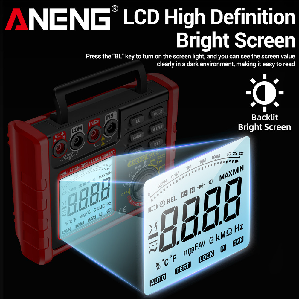 ANENG MH15 Insulation Resistance Tester Digital Megohmmeter AC/DC ...
