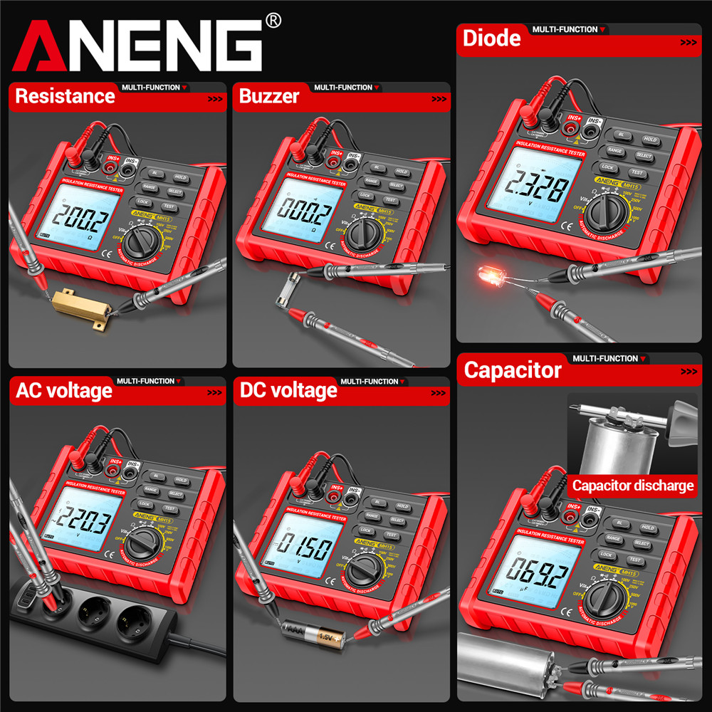 ANENG MH15 Insulation Resistance Tester Digital Megohmmeter AC/DC ...