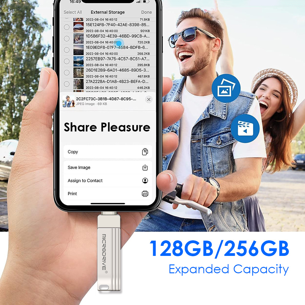 Microdrive 64GB Metal USB 3.0 Flash Drive USB/iP Dual Interface Fast ...