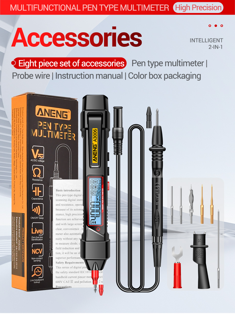 ANENG A3006 Multifunctional Electric Digital Multimeter Pen Type ...