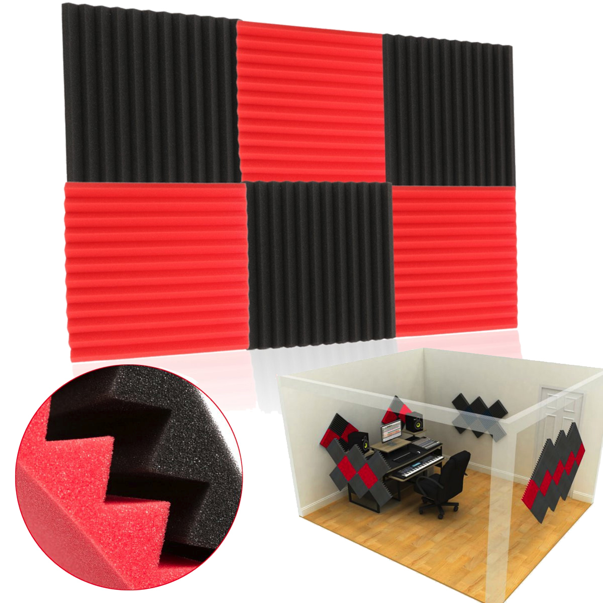 NEUFU 6pcs Insonorisation Acoustique Cale Studio Mousse Mural Isolation ...