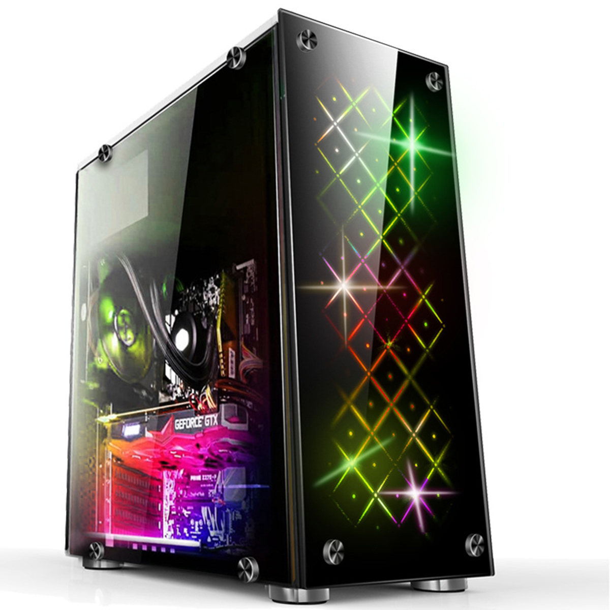 NEUFU Gaming ATX RGB Computer Boîtier Ordinateur PC Case Midi Tower USB ...
