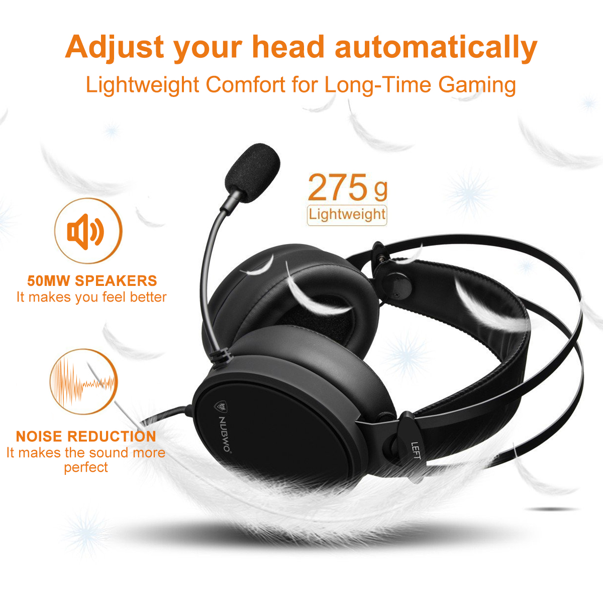 NeweggBusiness NUBWO N7 50mm Driver Unit Noise Cancelling Gaming Wired Headphone With Mic