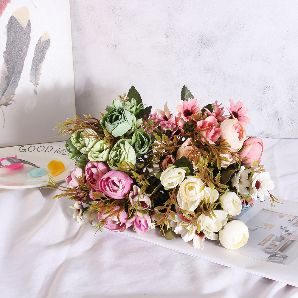 NEUFU 12 têtes Fausses Fleurs Bouquet de mariage tenant de fausses ...