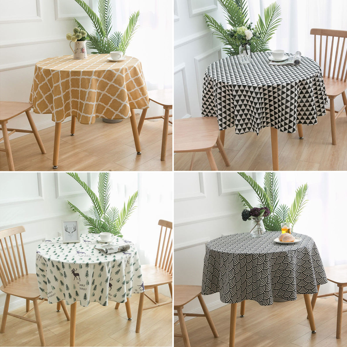 TEMPSA 150cm Nappe de Table Ronde Coton et Lin Résistant à l'Usure ...
