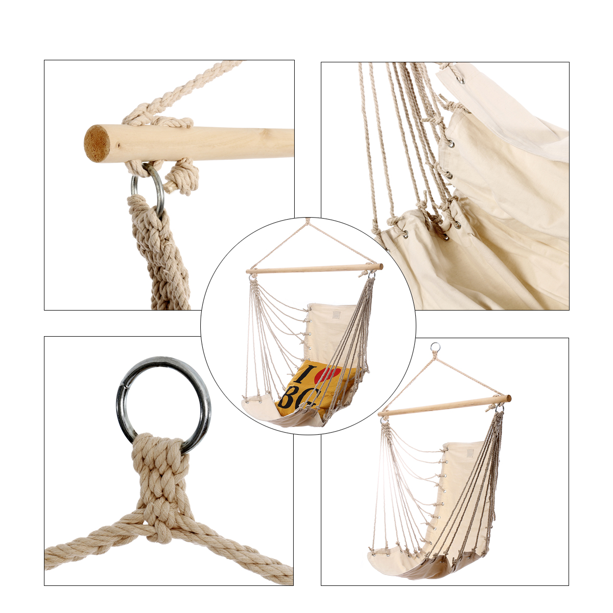 TEMPSA Hamac Suspendu Chaise Jardin Siège Intérieur Rayures Relax ...