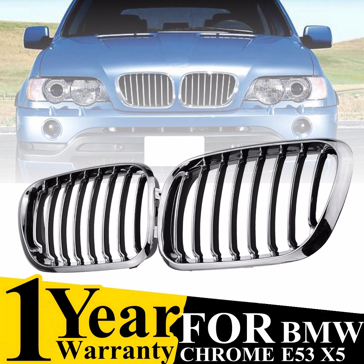 Paire Chrome Noir Avant Pare-chocs Haricot Calandre Grille Pour 00-03 ...