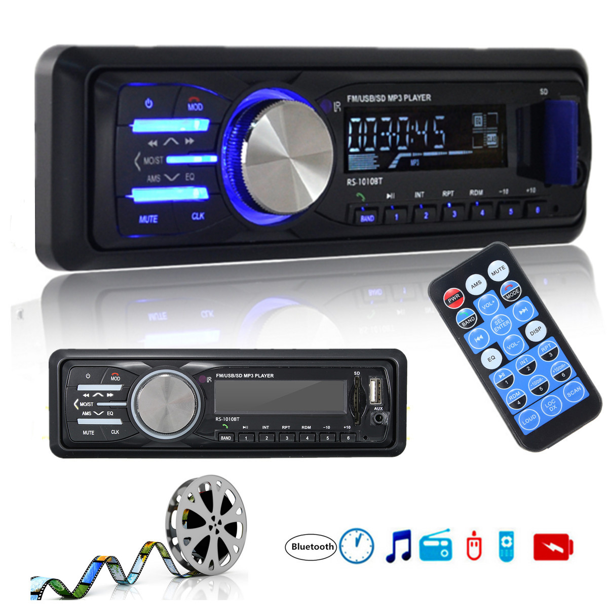 Bluetooth Voiture Main Libre Audio Stéréo Autoradio In-Dash FM MP3 SD ...