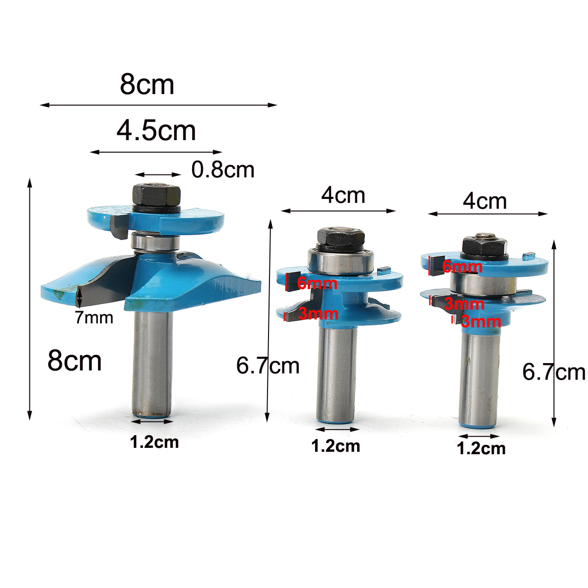 TEMPSA 3pcs 1/2 Tige Fraise Tenon Bouveter Défonceuse Langue & Rainure ...